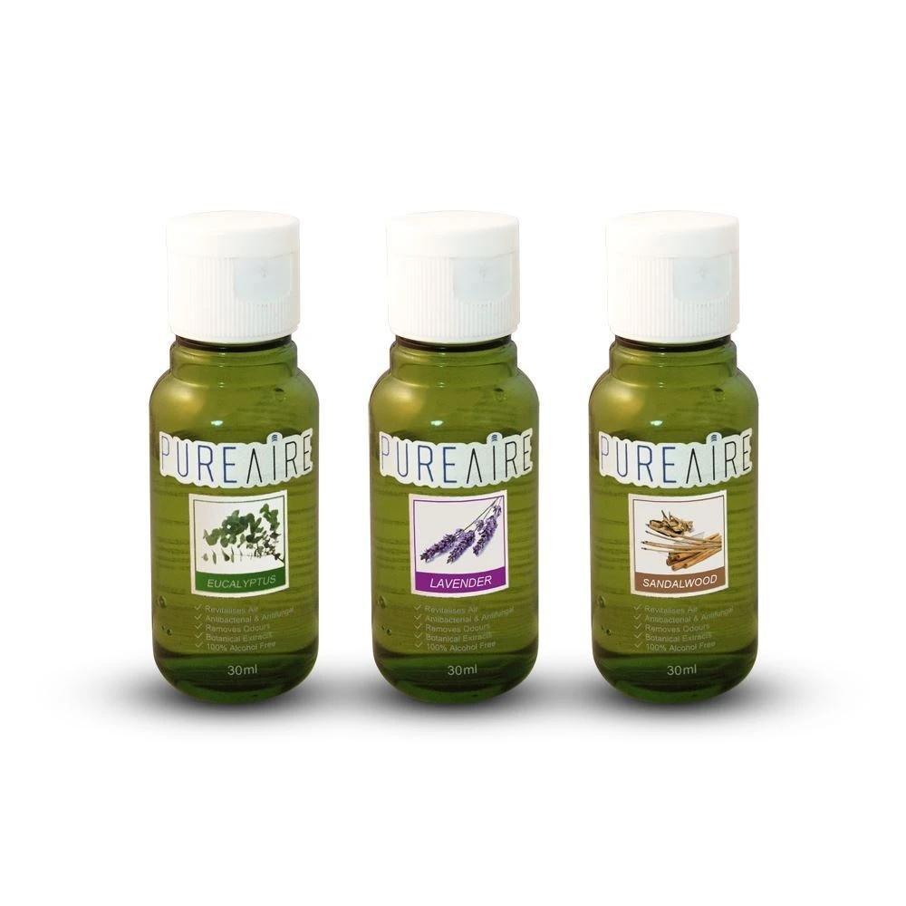PureAire Autumn Collection Essence Sample Pack 3 x 30ml Eucalyptus Lavender Sandalwood New PureAire Essences Air Revitaliser Essence CleanTheAir